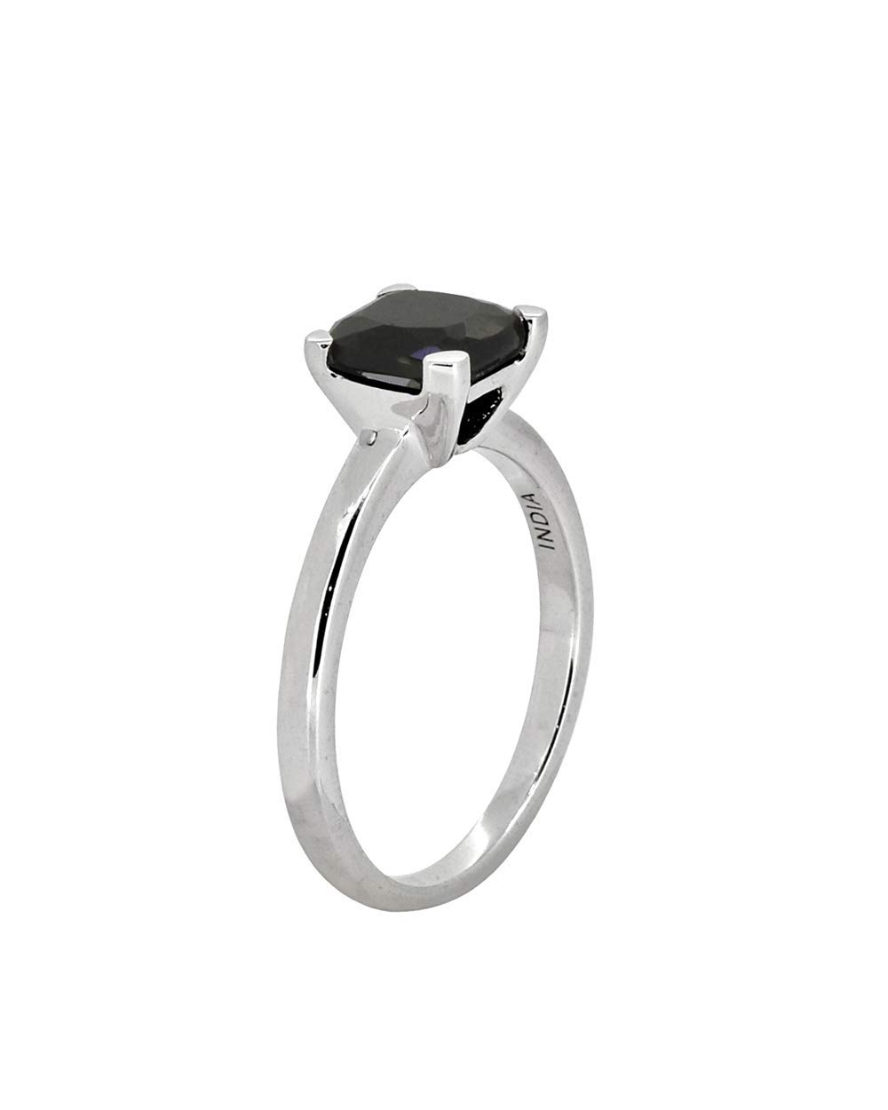 YoTreasure 1.82 ct Black Spinel Solid 925 Sterling Silver Solitaire Ring