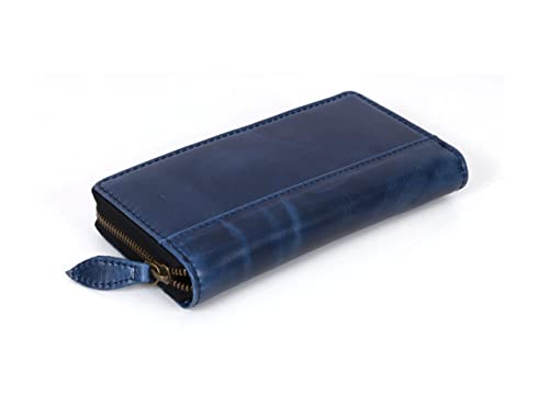 Women's RFID Blocking Large Capacity Leather Wallet Zip Around Phone Clutch Large Travel Purse Wristlet (Hickory)