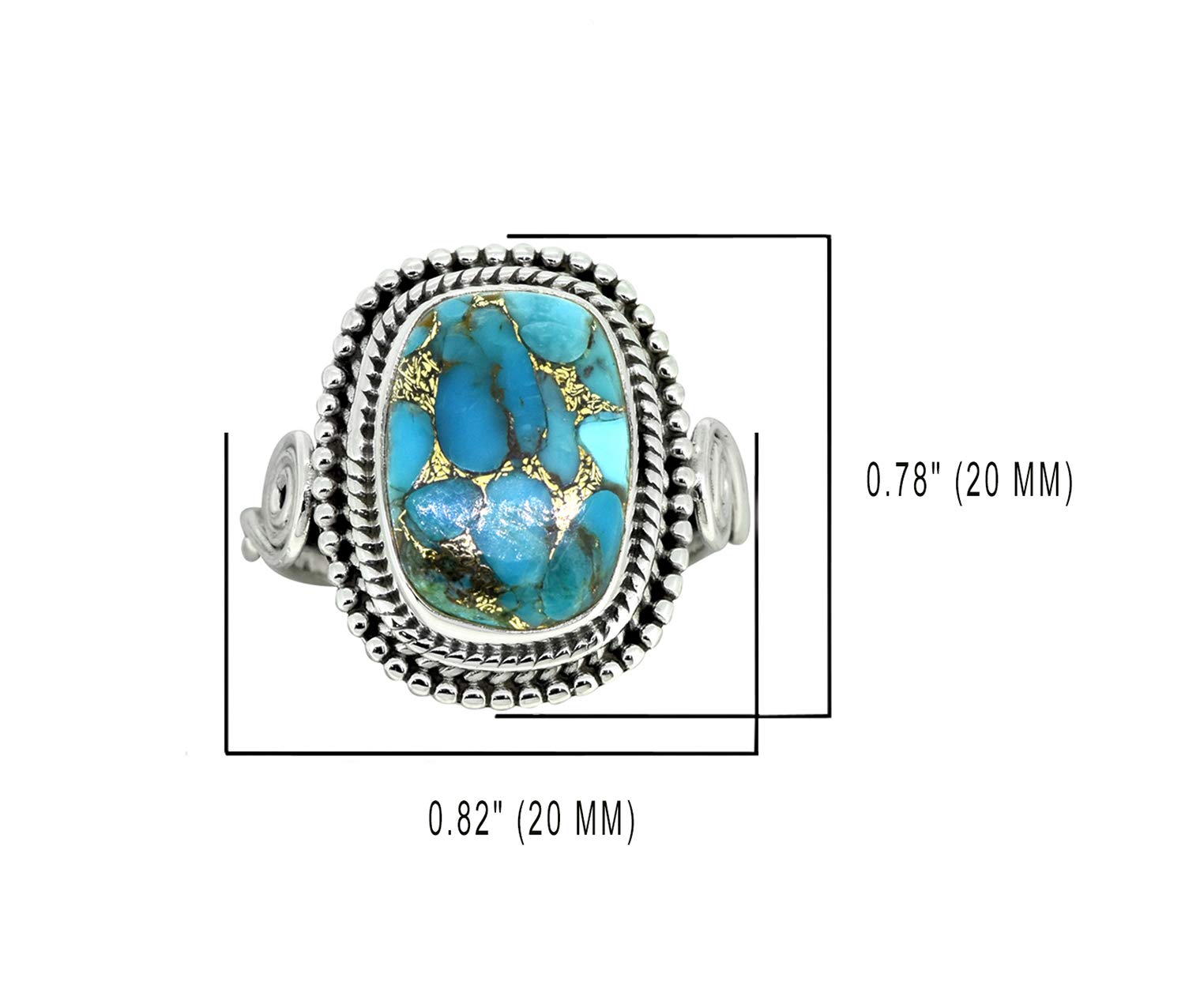 YoTreasure 10x14 MM Natural Moonstone Vintage Boho Ring Solid 925 Sterling Silver