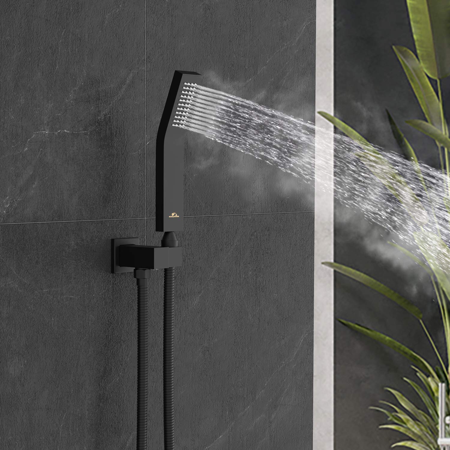 SunCleanse Rainfall shower faucet set Matte Black Shower Combo Set for Bathroom with High Pressure 10 inch shower head with handheld shower valves shower head and handheld Ceiling Mounted