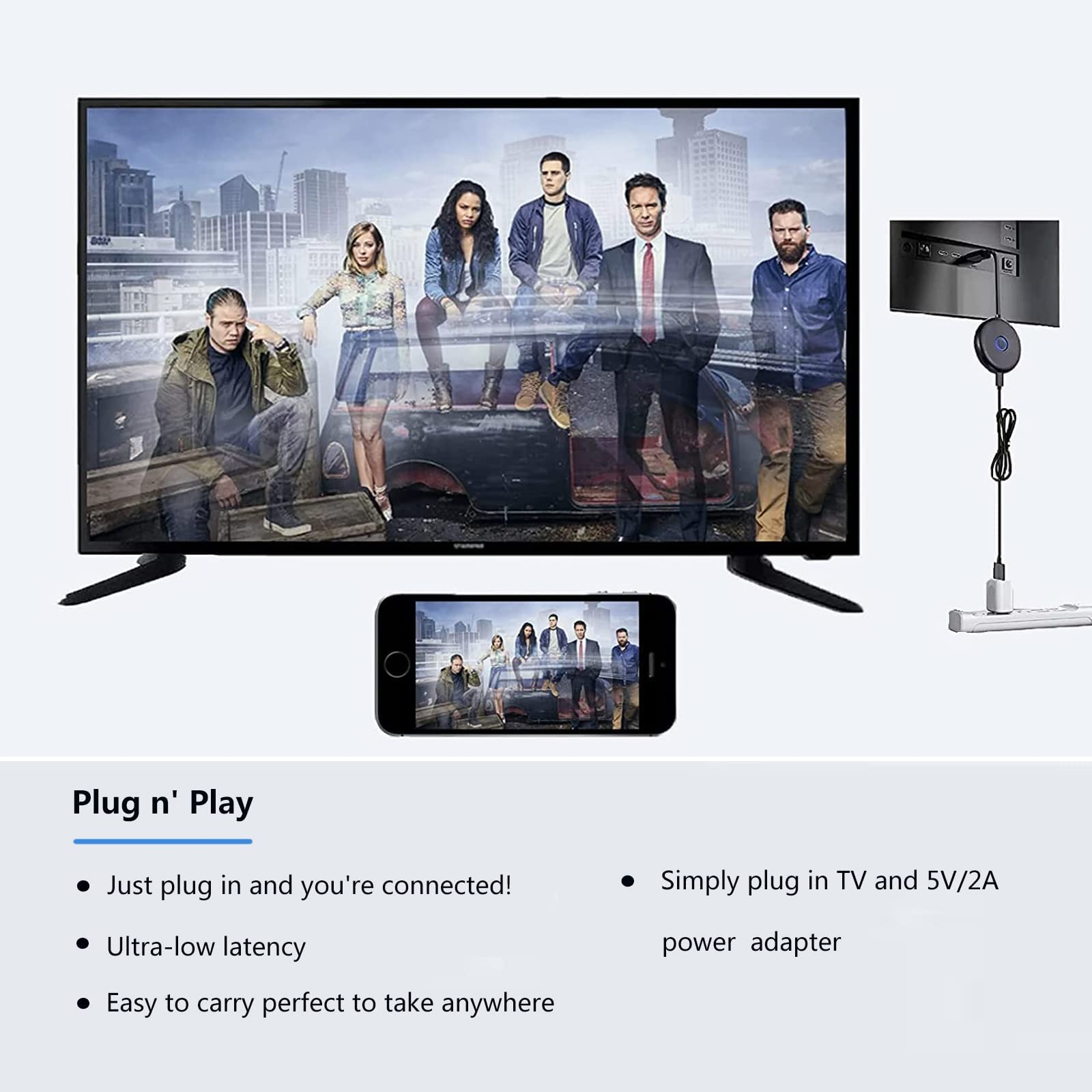Wireless HDMI Display Adapter, for iOS/MacBook Mirroring/Casting Screen to Monitor/Projector/TV,Used for Meeting/Speech/Home Theater,2.4GHz and 5GHz Dual Band WiFi,4k@60hz Display