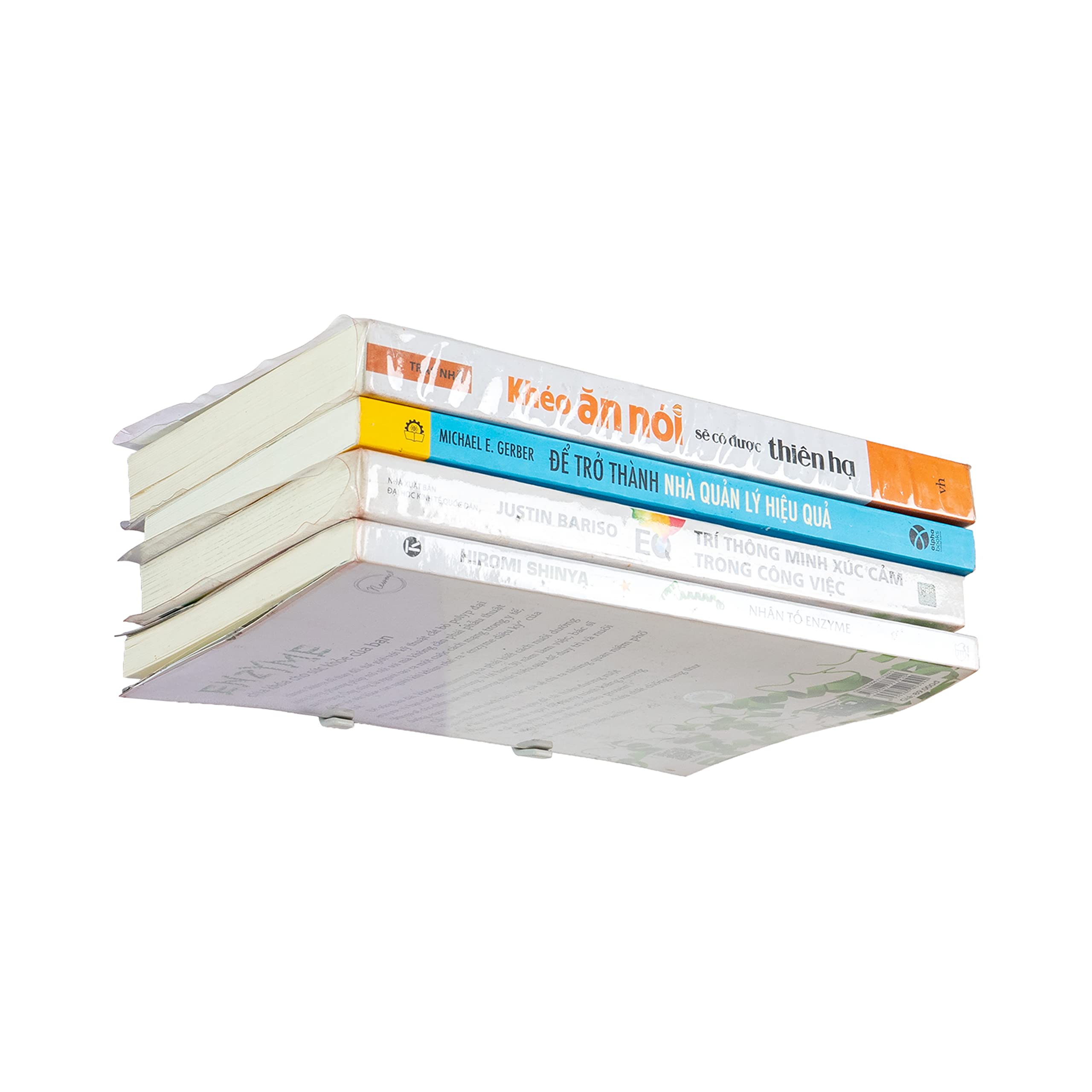 VASGOR Set of 4 Invisible Floating Bookshelf, Heavy Duty Wall Mounted Book Shelf Organizer, Wall Mount Metal Shelves Holder for Books (4, White)