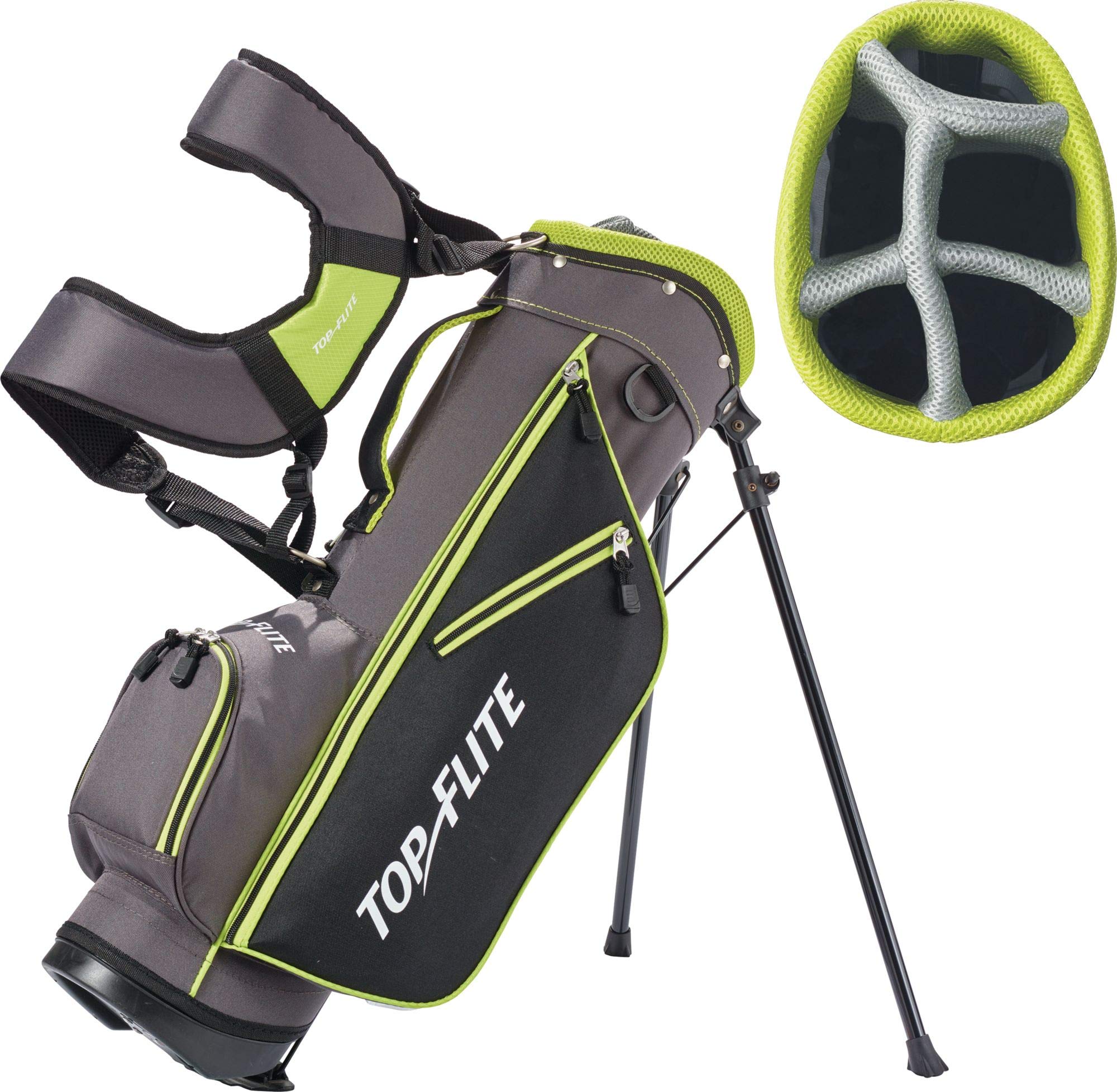 Top Flite 2019 Kids' 8-Piece Complete Golf Club Set – (Height 46” – 52”)-Grey/Volt-Right Hand