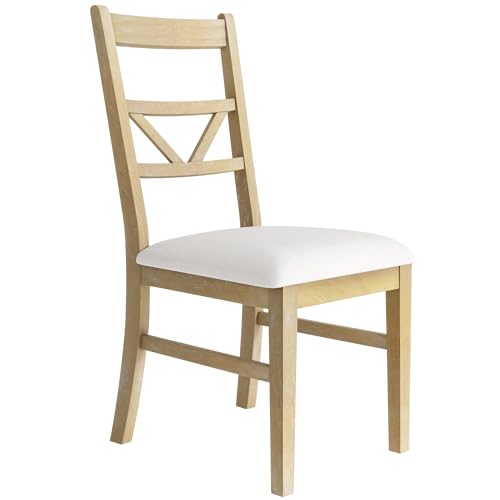 WOXYX Farmhouse 6-Piece Dining Table Cross Legs, Kitchen-Set & 4 Upholstered Chairs and Solid Wood Bench,Natural