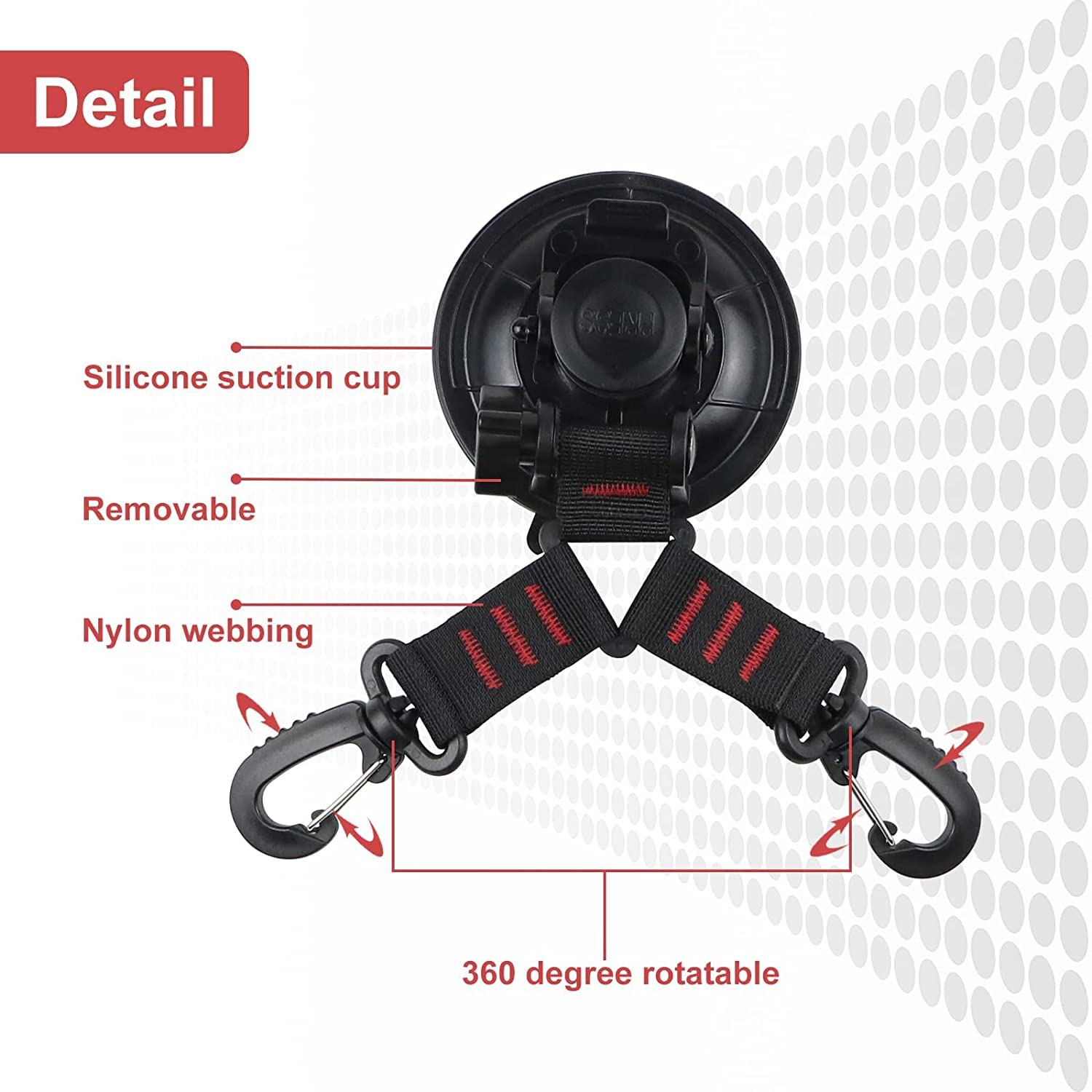 Vashly Heavy Duty Suction Cup Anchor 2pcs Strong Double Hooks Suction Cup with Hook Tie Down