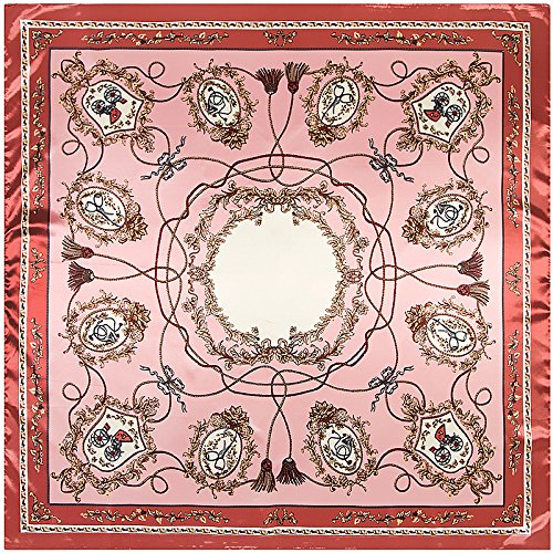 YOUR SMILE Silk Like Scarf Women's Fashion Pattern Large Square Satin Headscarf Head Dress (201)