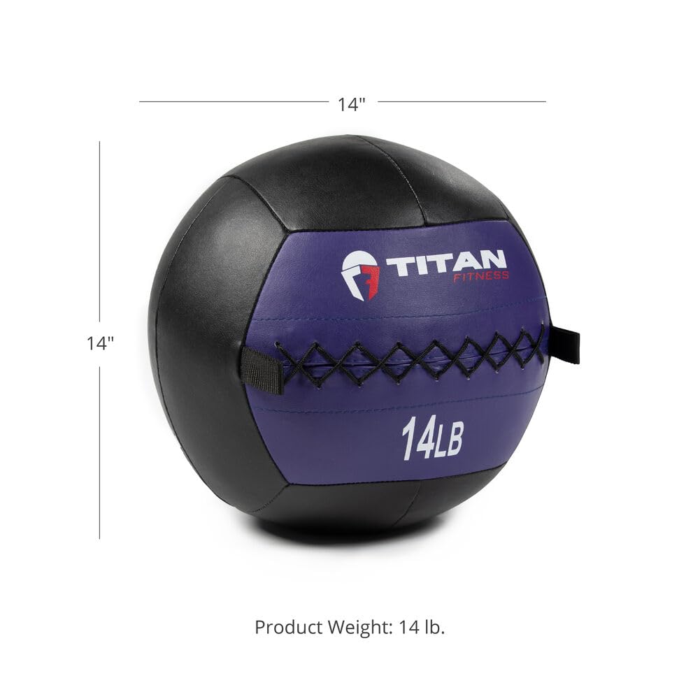 Titan Fitness Soft Leather Medicine Wall Ball 14 lb. Durable, Endurance, Cardio, Core Strength
