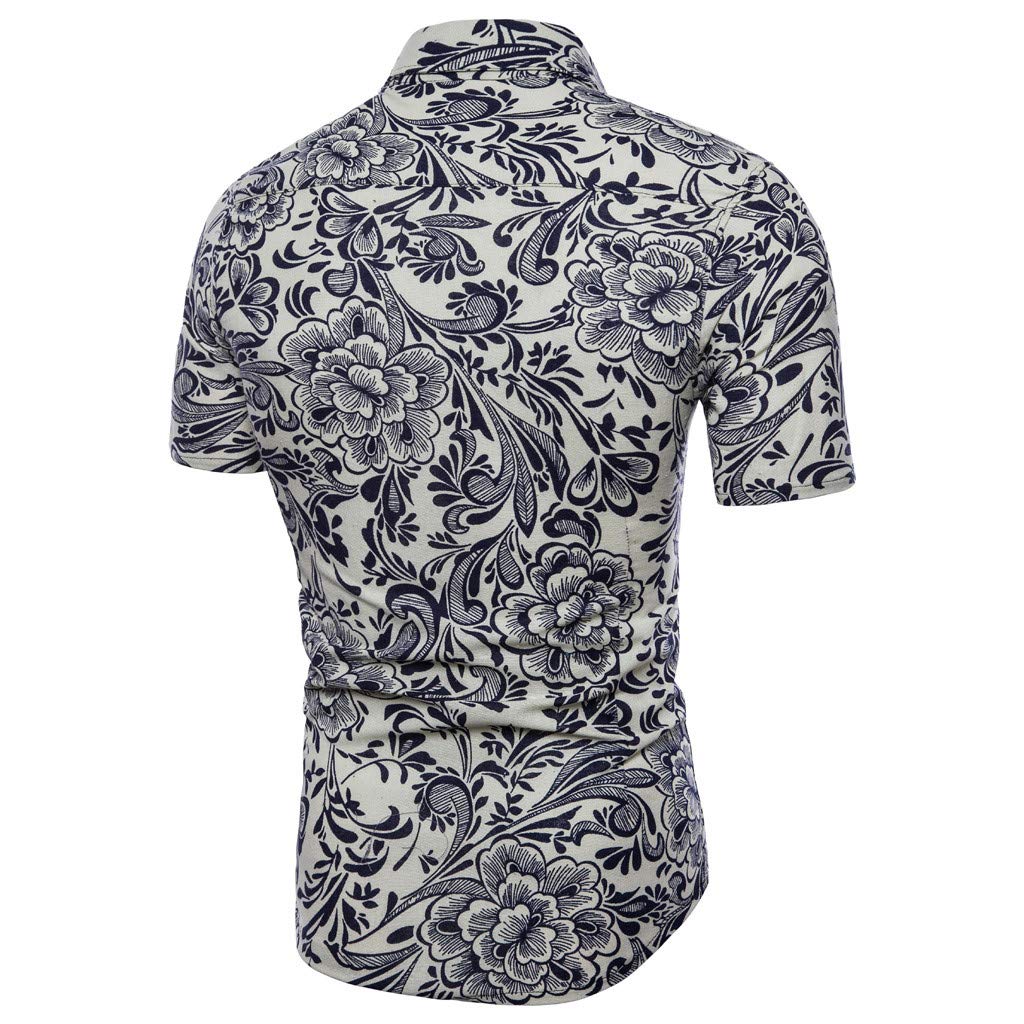 VEZAD Summer New Comfortable Fashion Short Sleeve and Short Pants Printing Men's Suit F Black