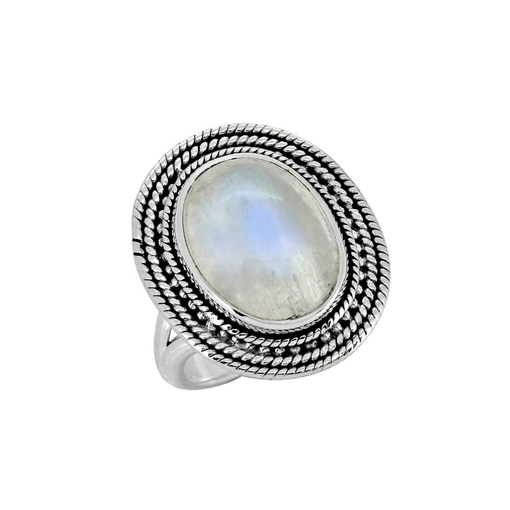YoTreasure Moonstone Solid 925 Sterling Silver Ring