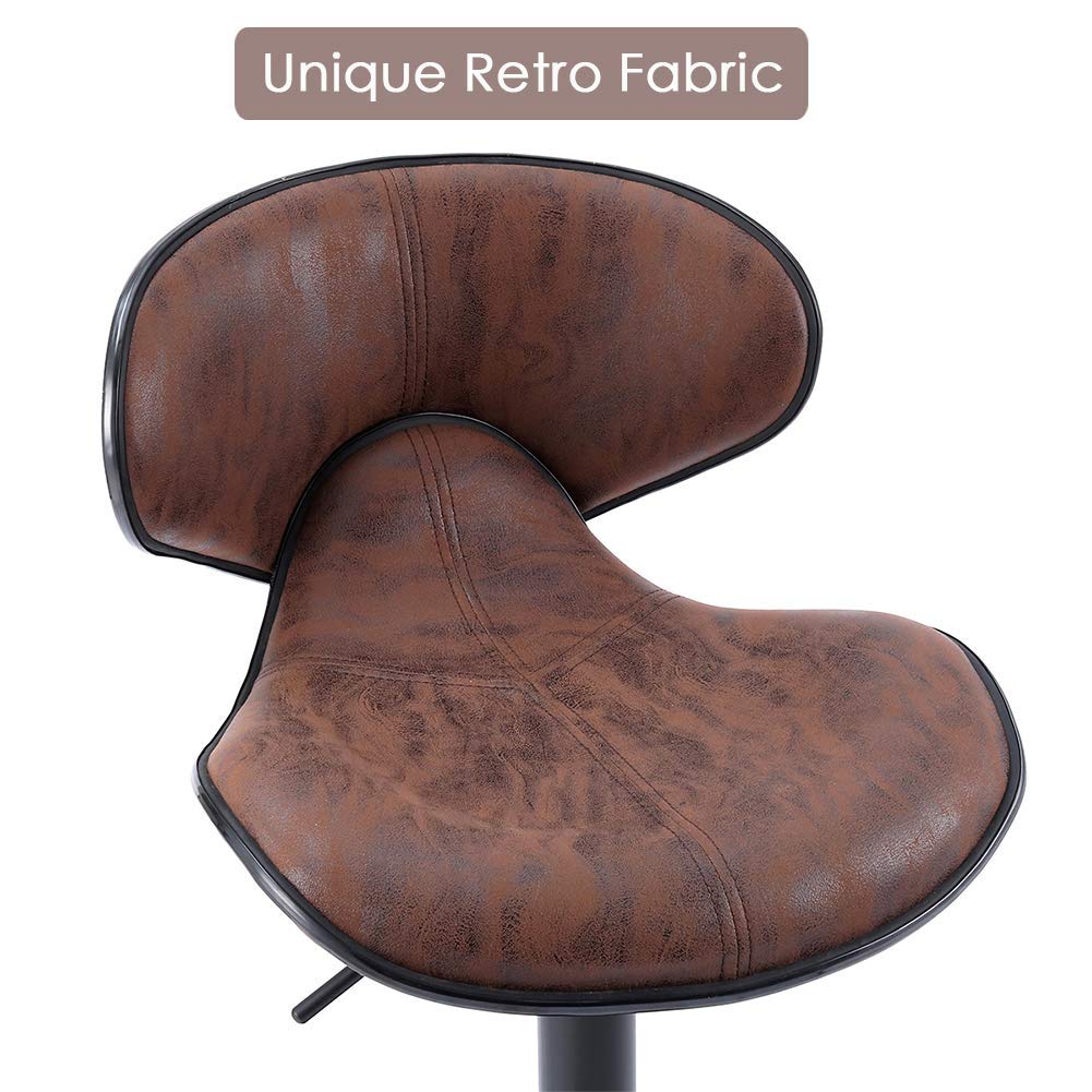 SUPERJARE Single Bar Stool, Swivel Barstool Chair with Back, Modern Pub Kitchen Counter Height, Retro Brown, Fabric