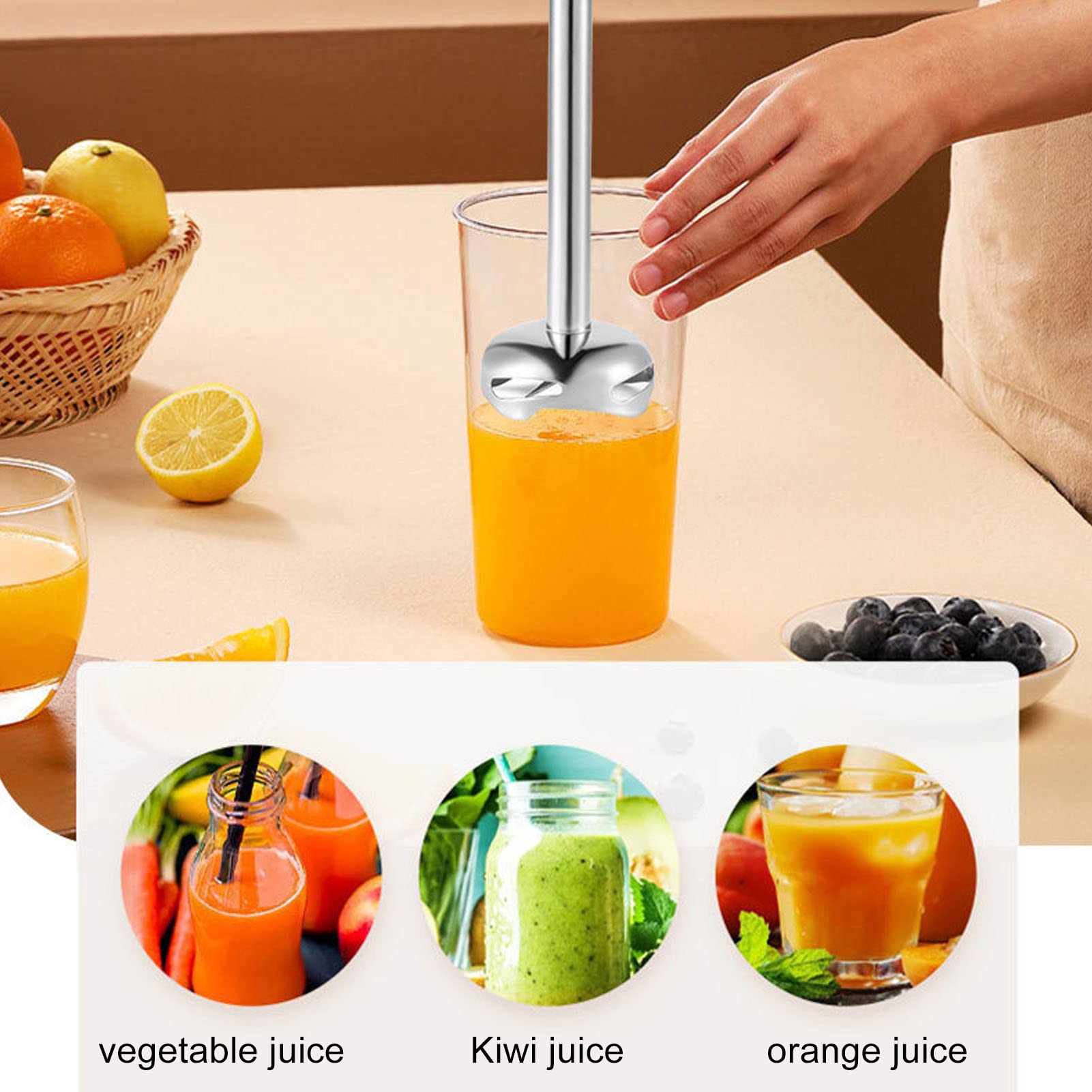 VTOSEN 4 In 1 Multifunctional Hand Blender Stainless Steel Food Processor with Mixing Cup, Meat Grinding Bowl, and US Plug 110V, Versatile Handheld Blender