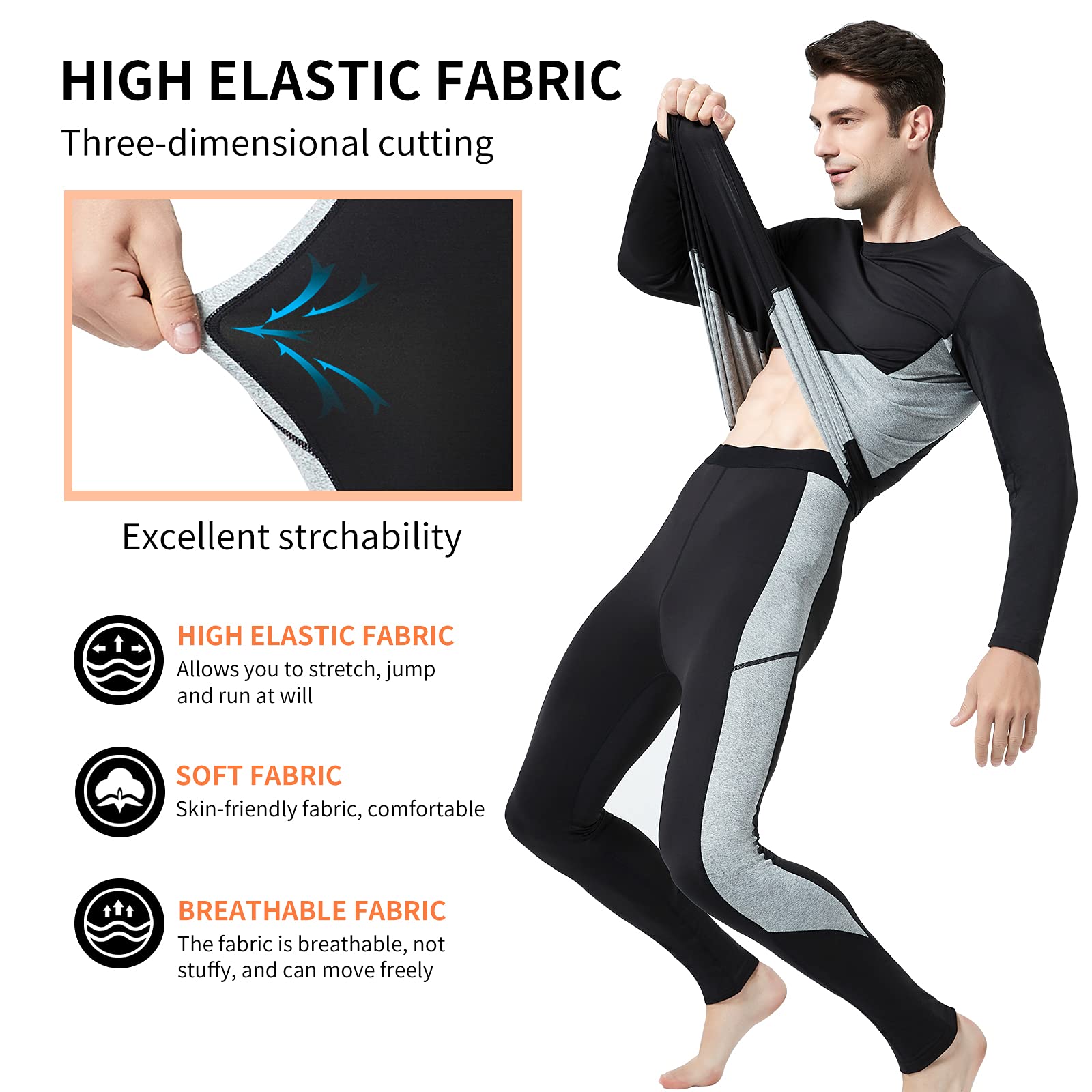 visionreast Men's Ultra Soft Thermal Underwear Set Warm Base Layers Long Johns Set Skiing Winter