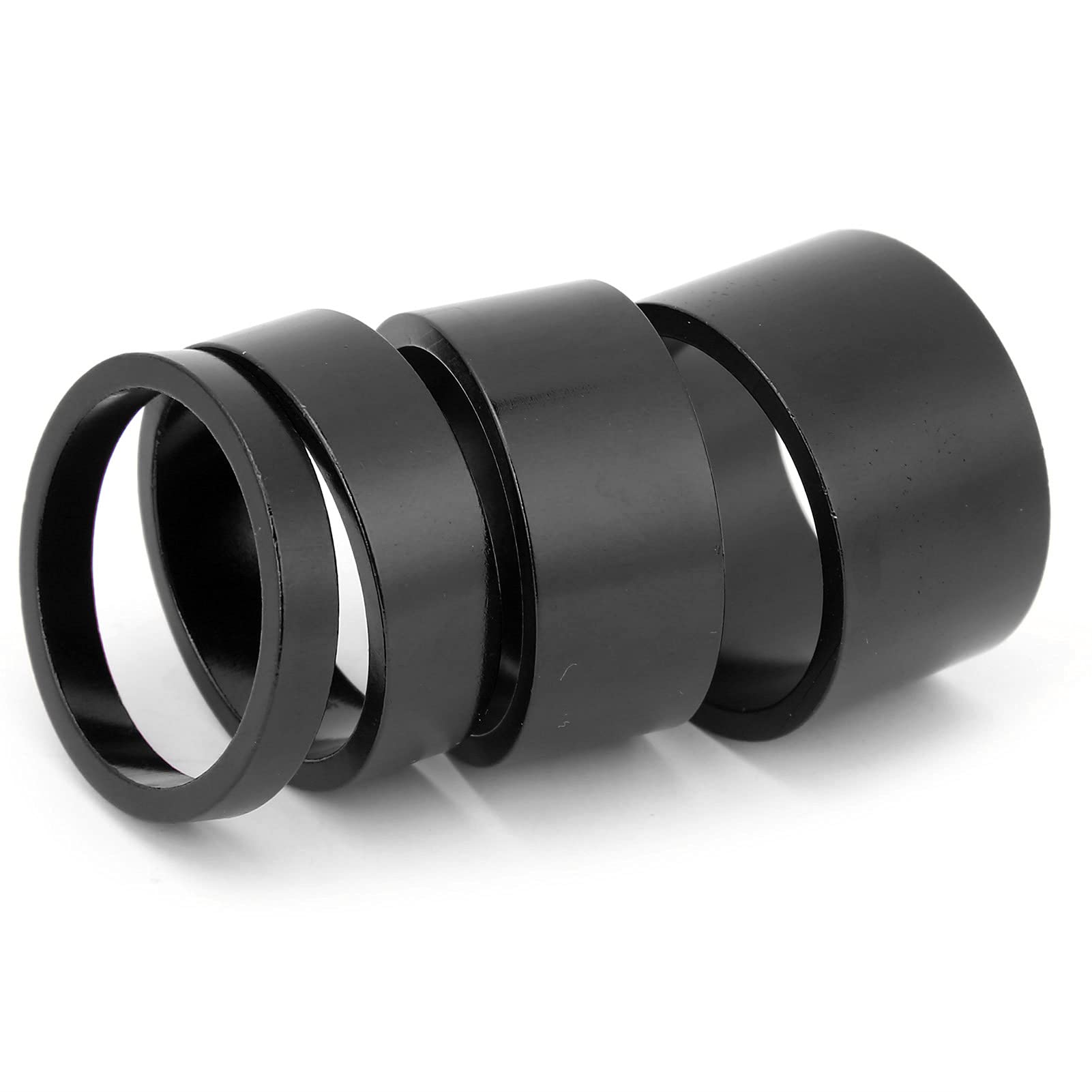 VBESTLIFE 4Pcs/Set Headset Spacers Aluminum Alloy Front Fork Washer 5 10 15 20mm Headset Stem Washer Gasket Replacement for Mountain Road Bike(Black) and Spare Parts