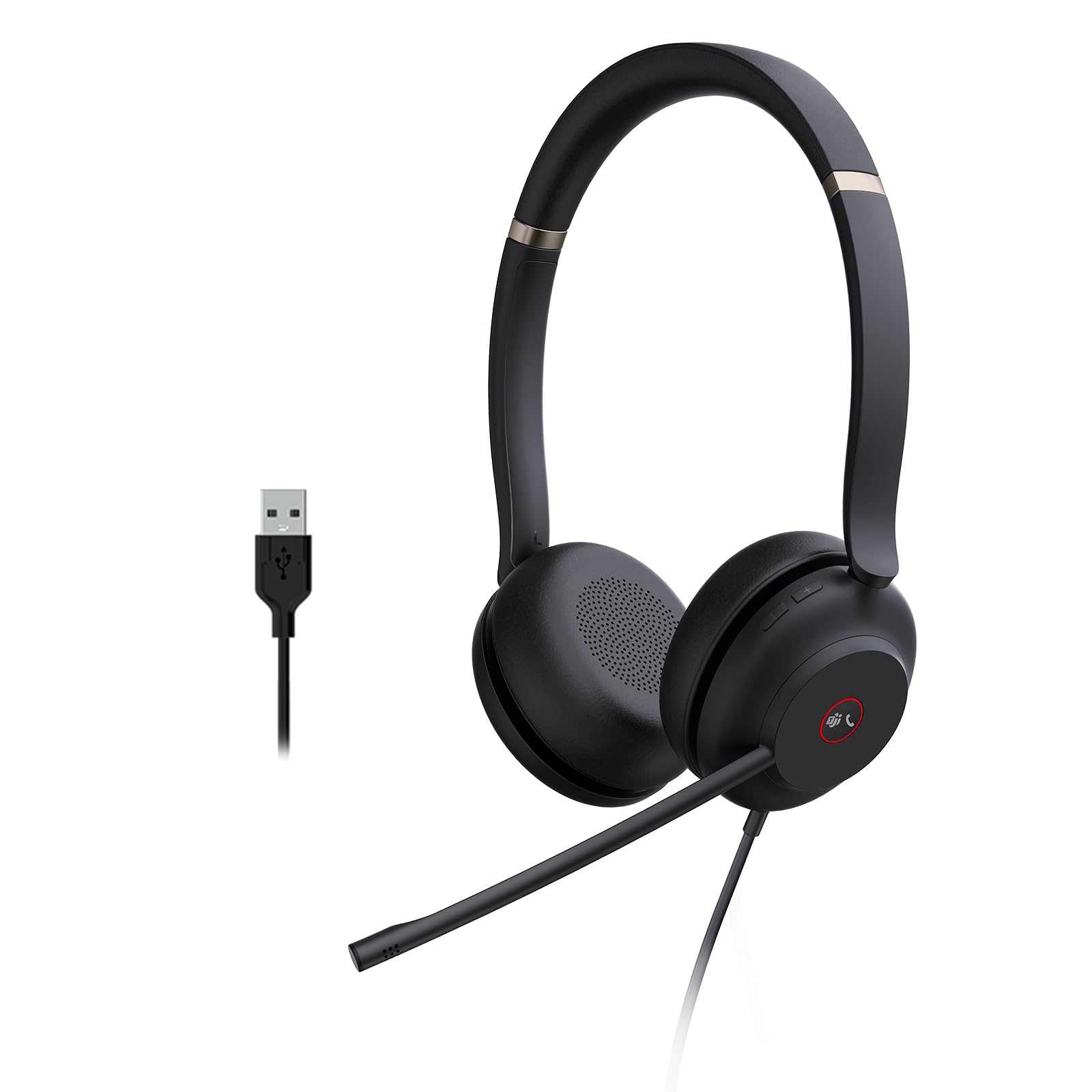Yealink UH37 USB Headset with Microphone for PC Laptop - Headphones with Noise Cancelling Microphone for Computer,On-Ear Wired Office Call Center Headset Dual
