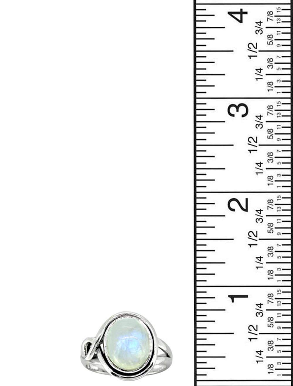 YoTreasure 10x12 MM Rainbow Moonstone in 925 Sterling Silver Solitaire Ring