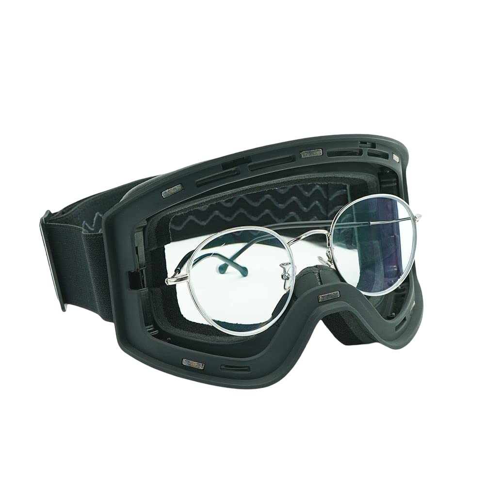 VEERSGAN Ski Goggles OTG - Over Glasses Ski/Snowboard Goggles for Men, Women & Youth - 100% UV Protection (MATTE BLACK, Silver Grey)