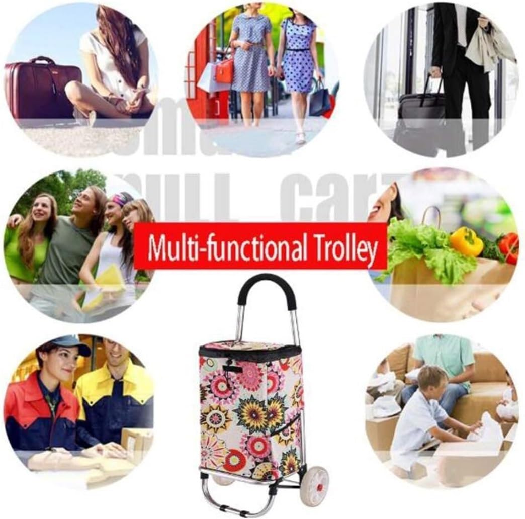 XDMINGY Folding Shopping Cart, Portable Folding Hand Truck Detachable Waterproof Backpack Large Capacity Lightweight Aluminum Alloy Grocery Utility Carts, 94*32cm