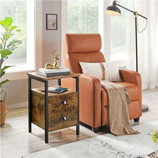 YKWQ End Table with Drawer and Open Shelf Rustic Wooden Side Table Nightstand Bedroom Table Computer Desk Gaming Desk Standing Desk Office Desk Home Office desks Desk with Drawers Small Table Ga