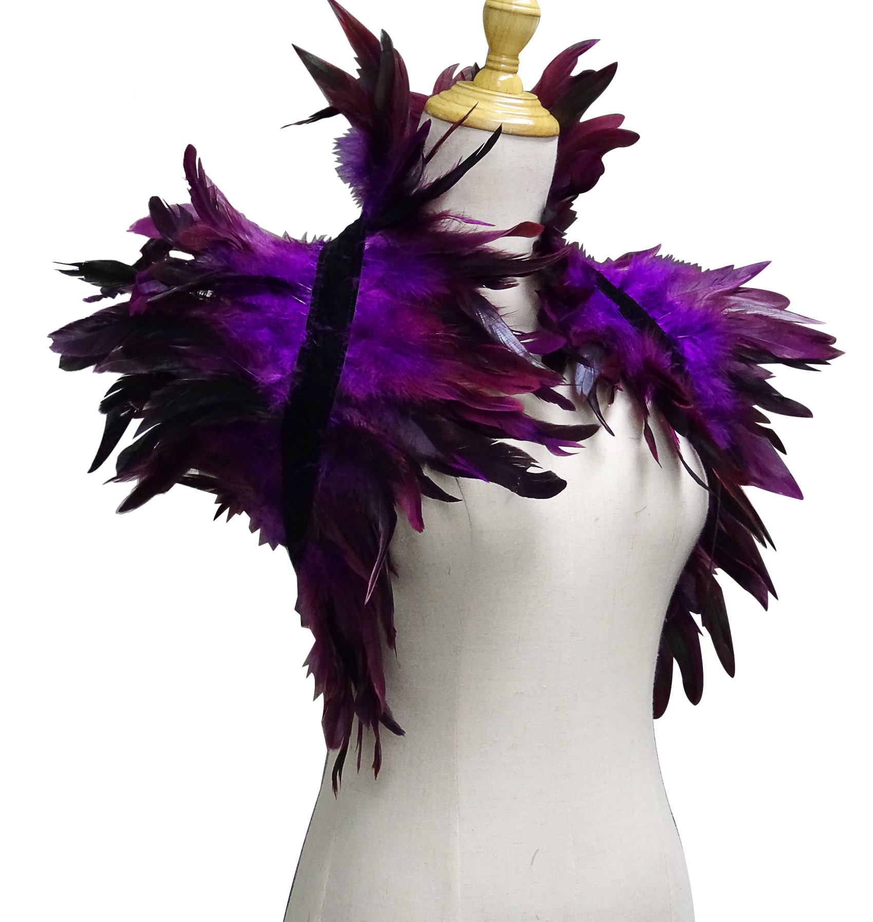 ZAKIA Gothic Natural Feather Cape Shawl Shrug Shoulder Wrap Collar Halloween Party Scarf