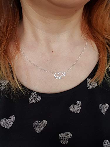 Your Always Charm Geometric Origami Elephant Necklace,Lucky Elephant Friendship Gifts with Message Card (B：silver)