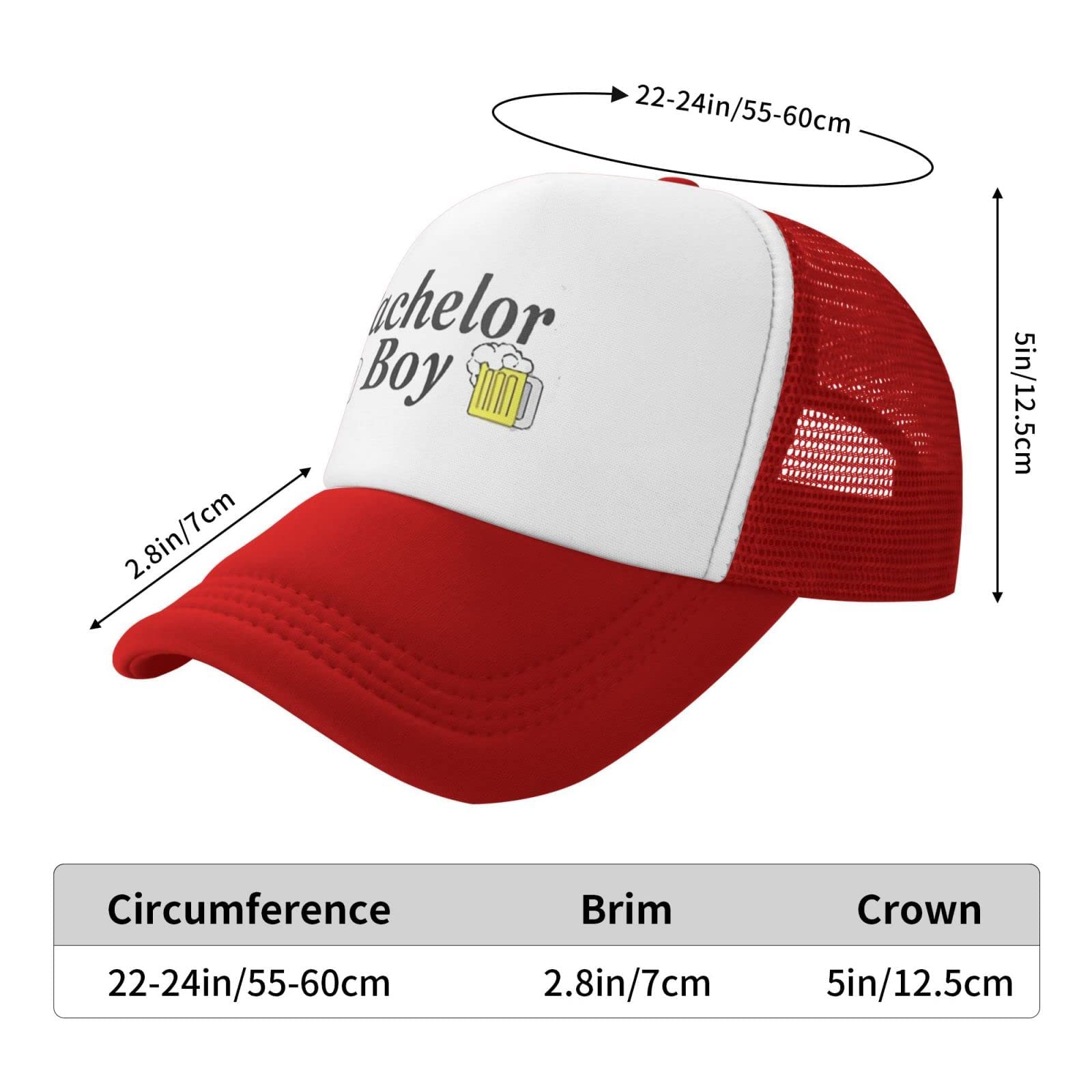 Waldeal Men's Bachelor Boy Party Trucker Caps Adjustable Mesh Baseball Hats Red