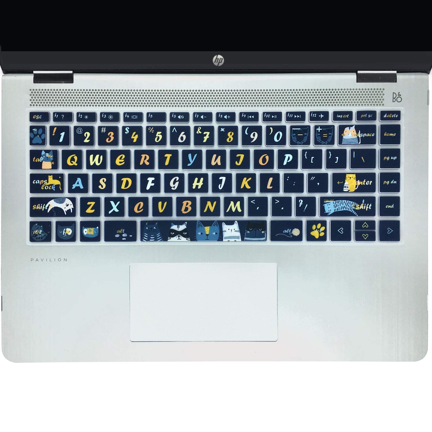 SANFORIN Keyboard Cover for 2020 2019 2018 HP 14" Laptop/HP Pavilion x360 14M-BA 14M-CD 14M-DH 14-BA 14-BF 14-cm 14-CF 14-DF 14-DK 14-DS 14-DQ Series 14 Inch Protective Skin, Cat