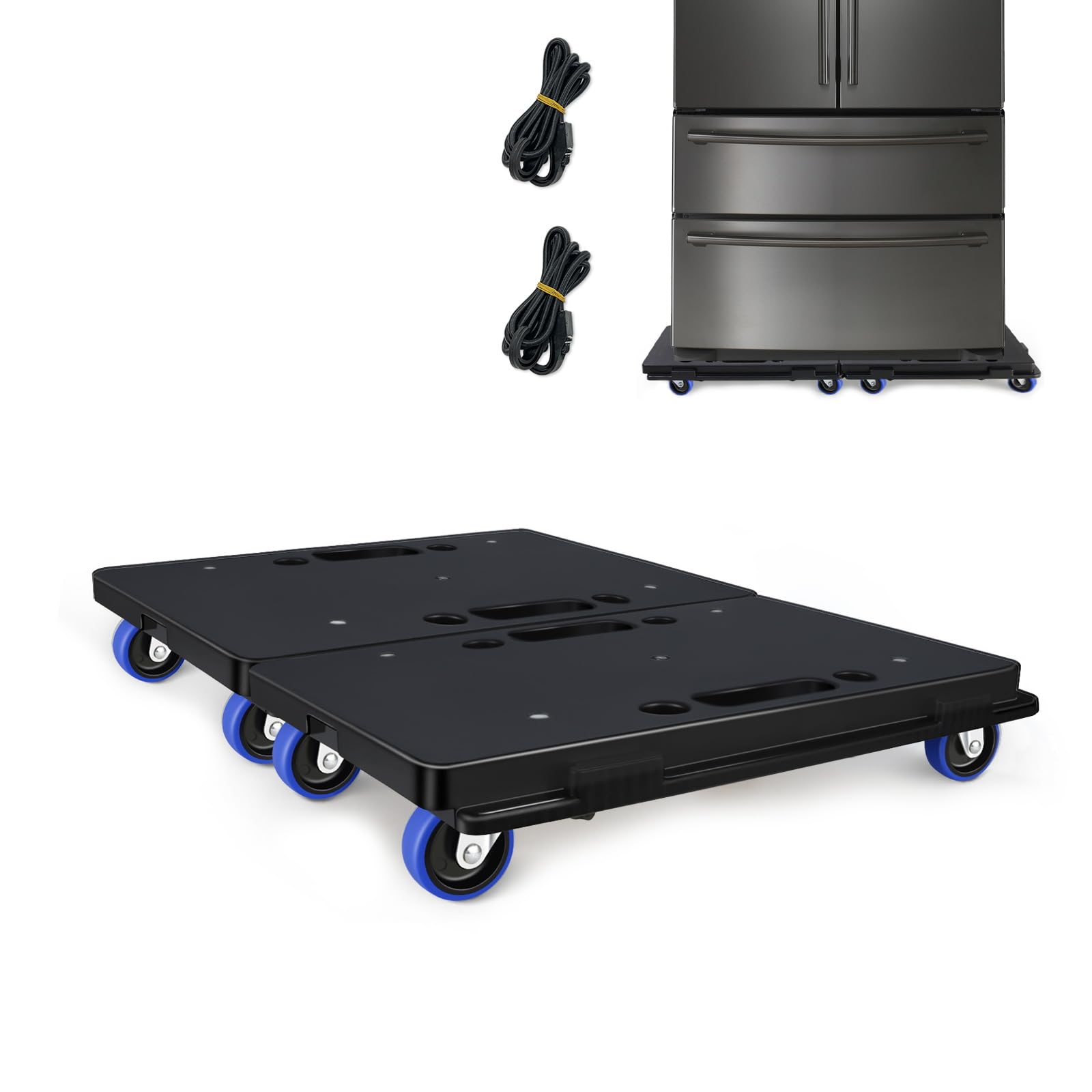Uholan Flatbed Dolly Can Connected Two Pcs One Set Household Portable Mobile Dolly Infinite Rotary Flat Handtruck Mobile Furniture Load 220lb Black οΌBlue Wheel (Blue wheel)