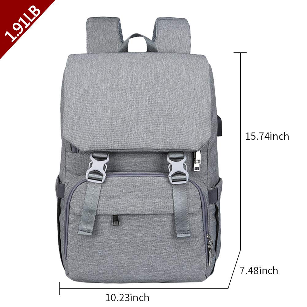ZIRUNG Diaper Bag Backpack, Multifunction Travel Back Pack Maternity Baby Changing Bags with Changing Pad & Stroller Straps & Built-in USB Charging Port, Large Capacity, Waterproof and Stylish,Red