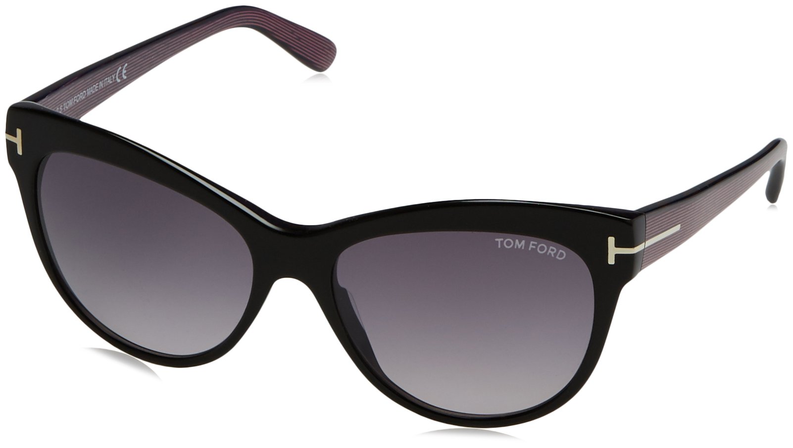 Tom Ford Cateye Sunglasses TF430 Lily 05B Black/Blue Chalkstripe 56mm FT0430