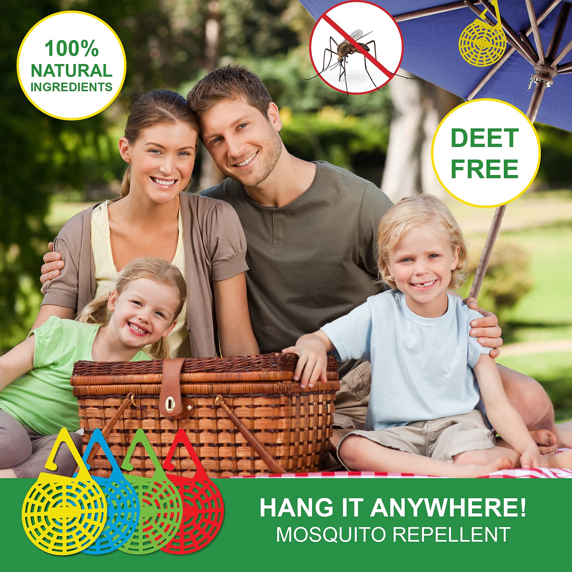 Superband Insect Repelling Hanging Mosquito Eliminator - DEET Free - for Kids and Adults (10 Pack)