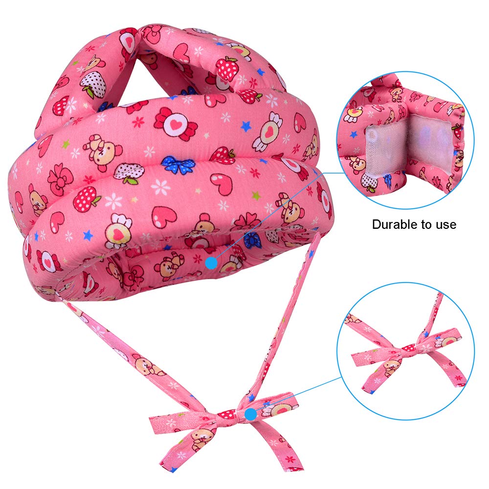 TORASO Baby Helmet & Baby Knee Pads for Crawling,Infant Helmet & Walking Baby Helmet,for Age 6-36 Months,Pink Candy(B)