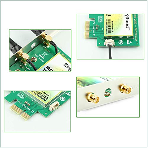 Ziyituod Wireless Dual Band-AC1200A(2.4G 300Mbps+5G 867Mbps),PCI-E WiFi Card Wireless Network Adapter for Win7/8/10/11,Linux,Detachable Antenna,Easy to Assemble,Plug and Play,no BT