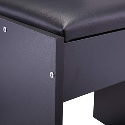 XMLYEC Vanity Set with Flip Top Mirror Makeup Dressing Table with Cushioned Stool - Black