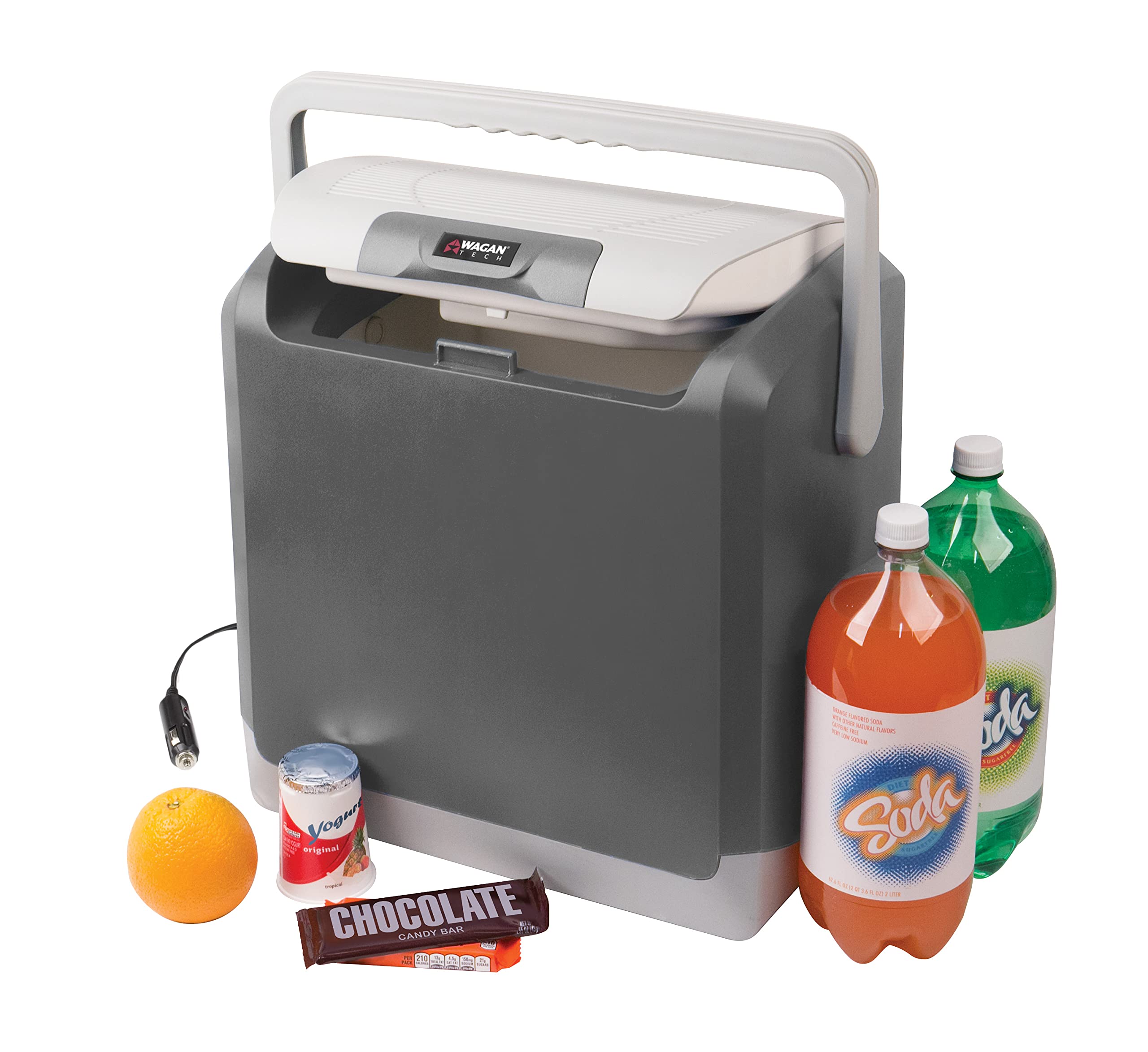 Wagan EL6225 12V Personal Thermoelectric Cooler/Warmer, 24 Liter Capacity, Portable Electric Car Cooler Warmer with 12/24V DC, 12V Small Fridge for Car, RV, and Camping Use, UL Listed