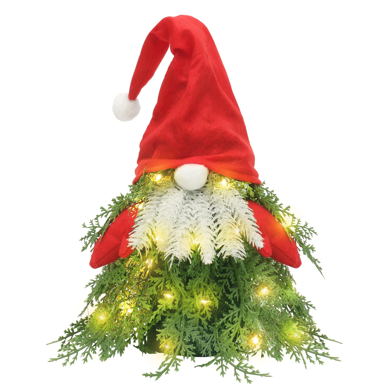 SY Super Bang Small Prelit Christmas Tree, Tabletop Mini Christmas Tree Ornaments for Home Decor, Gnome Christmas Decorations for Holiday Party Birthday Thanksgiving, Green.