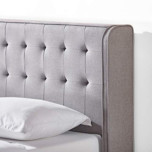 ZINUS Benton Upholstered Platform Bed Frame with Wingback Headboard / Mattress Foundation / No Box Spring Needed / Wood Slat Support / Tufted Headboard, Queen