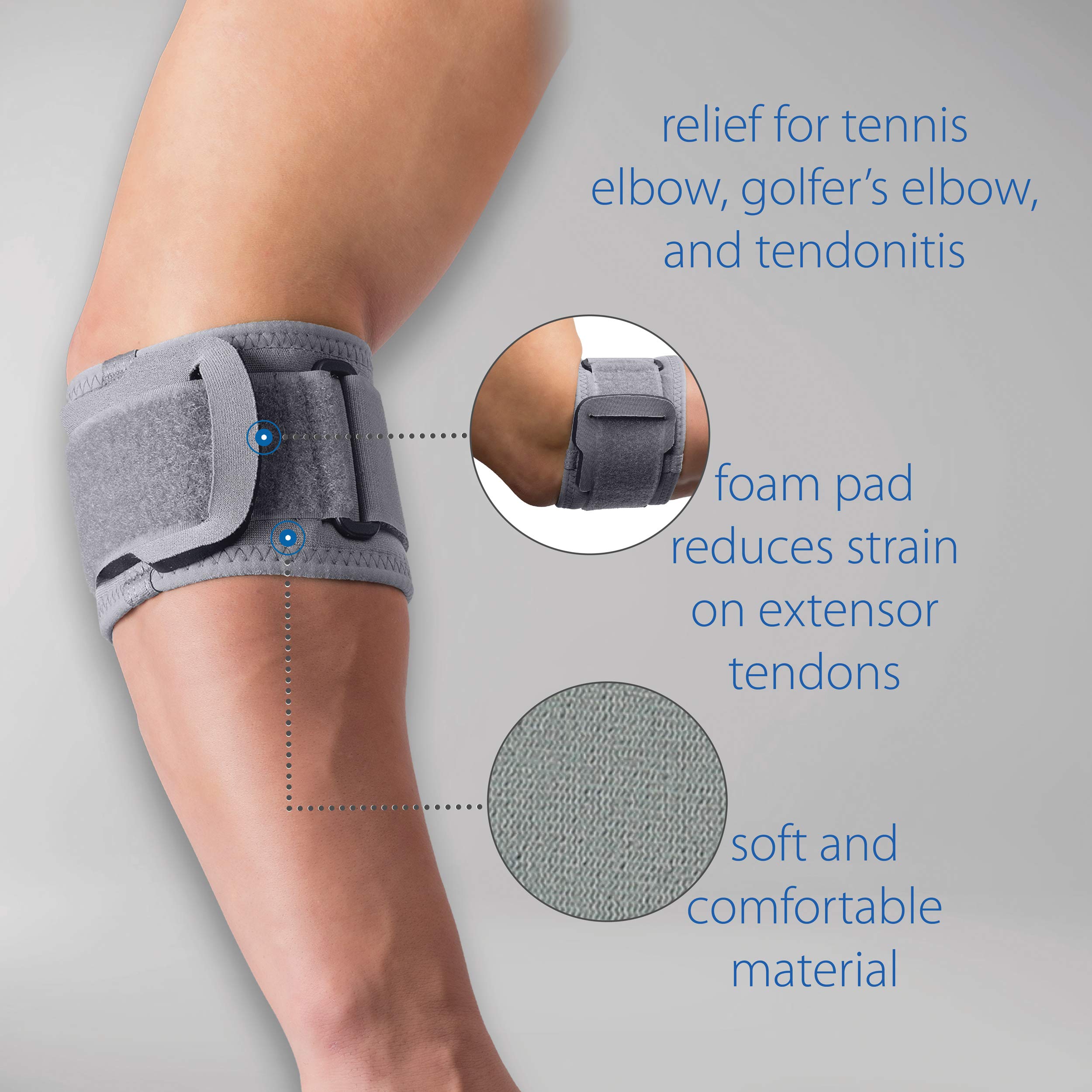 Swede-O BRE-6524-GR-MED Thermal Vent Tennis Elbow Support with Pad, Medium