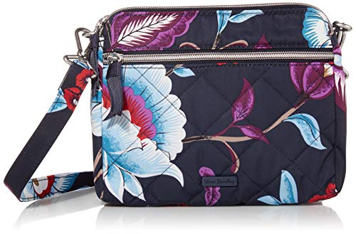 Vera Bradley Women's Performance Twill RFID Medium Triple Compartment Crossbody Purse, Mayfair in Bloom, One Size
