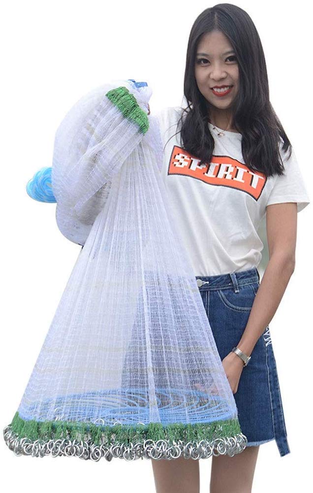 Zjnhl Fishing Equipment/Fishing Net Automatic Fishing Hand Throwing Net Fish in Various Sizes (Size : Height 2.1m Chain Clause) (Size : Height 1.5m Chain Clause)