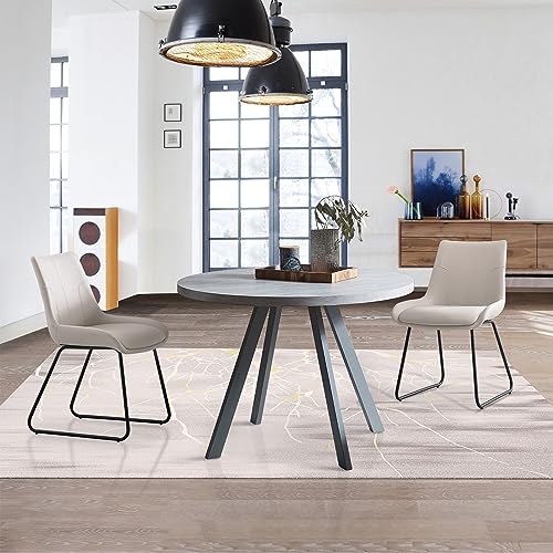 Zerifevni Round Dining Table and Chairs for 2, MDF Table and PU Chairs Set 2 for Kitchen, Living Room, Dining Room,Reception Room (Table with 2 Black Leg Chairs)