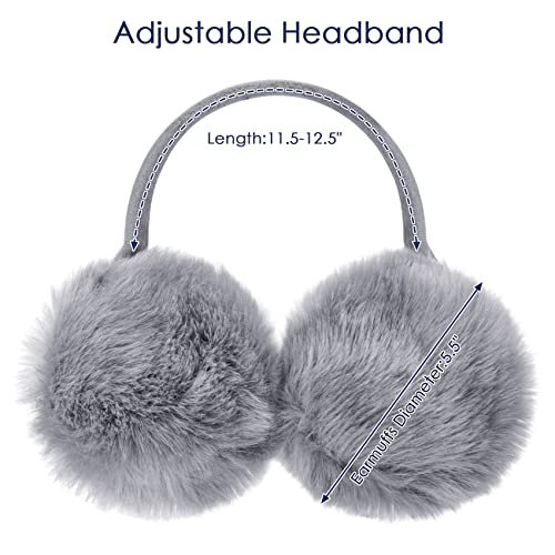 YSense Earmuffs Ear Warmers for Women Winter Fur Adjustable Foldable Ear Muffs Gifts