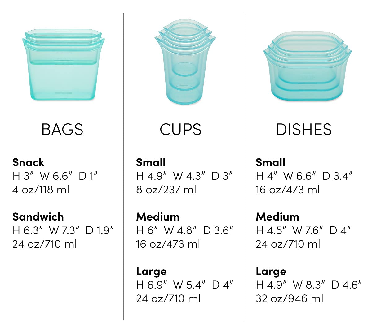 Zip Top Reusable Food Storage Bags | Full Set of 8 [Peach] | Silicone Meal Prep Container | Microwave, Dishwasher and Freezer Safe | Made in the USA