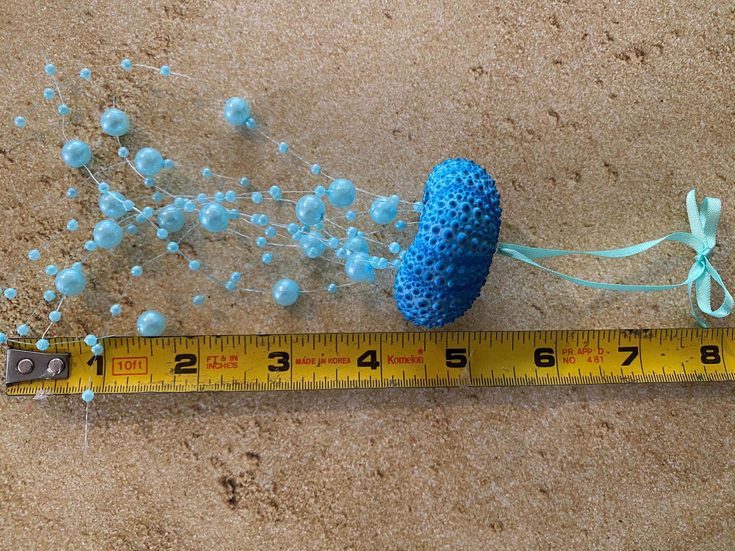 Tropical Blue Turquoise Sea Urchin Jellyfish Christmas Ornament, Beach Theme Holiday Decorations