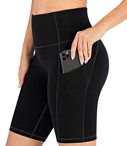 TOREEL 2 Pack Biker Shorts Women with Pockets 8" High Waisted Tummy Control Workout Shorts for Women Spandex Compression Exercise Shorts
