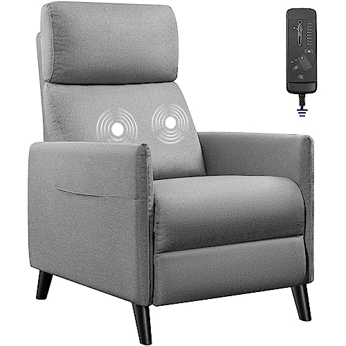 YESHOMY Massage Chair for Living Room, Fabric Home Theater Single Sofa with Adjustable Reclining, Lazyboy Padded Seat Backrest for Adults, Large, Light Gray