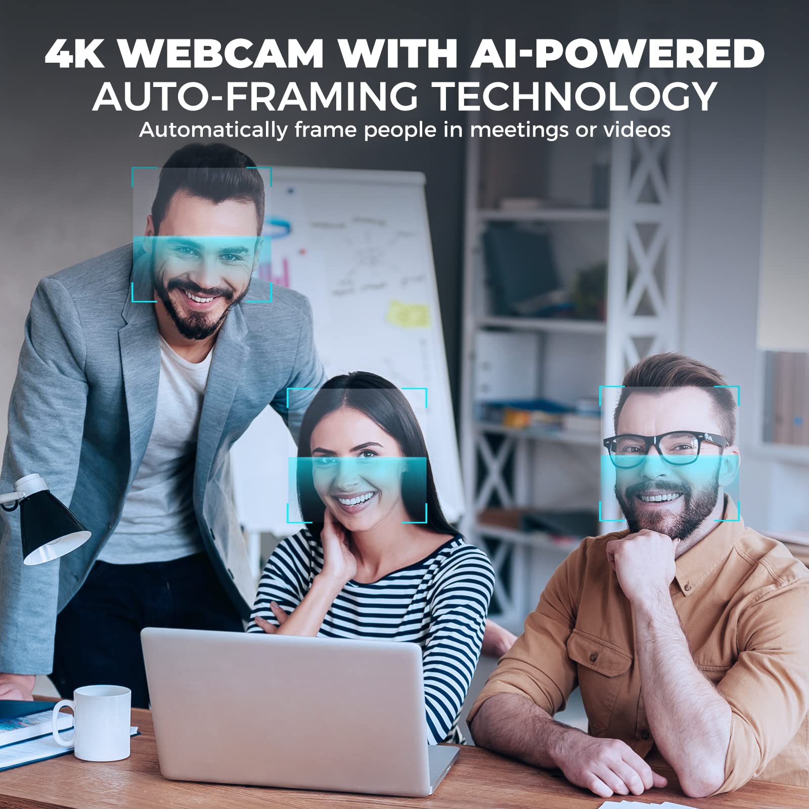 VITADE 4K Webcam with AI-Powered Framing,Remote Control Web Camera/10X Digital Zoom 4k 30fps Web cam with USB 3.0 HDR/Dual Noise Cancelling Microphones for PC Mac, Streaming, Video Call, Zoom, Skype