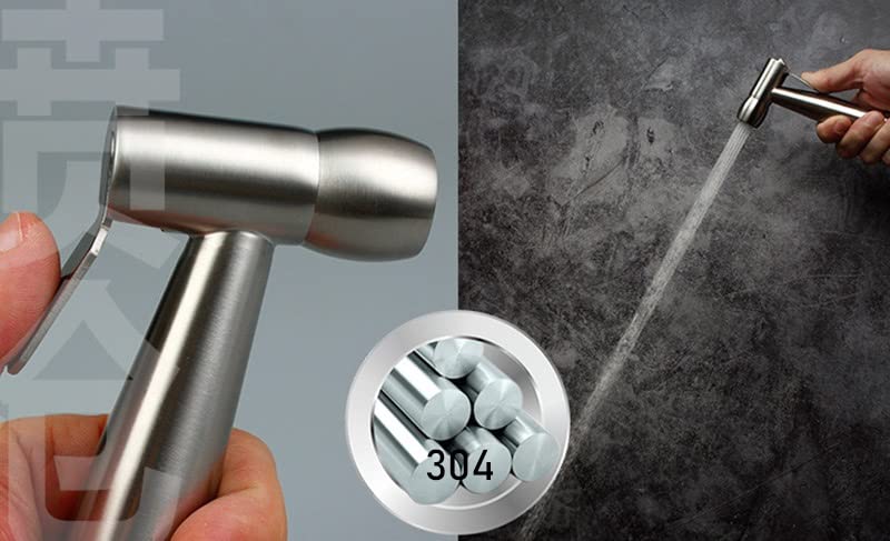 WUDILU Toilet Handheld Sprayer Shower Stainless Steel Bidet Spray Douche kit Hose Holder