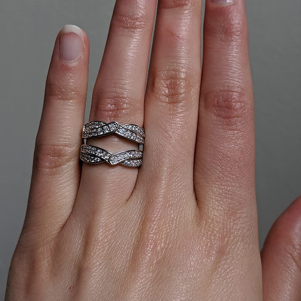 TwoBirch Sterling Silver Infinity Bypass Engagement Ring Guard With Cubic Zirconia (3/4 ct., Size 8)