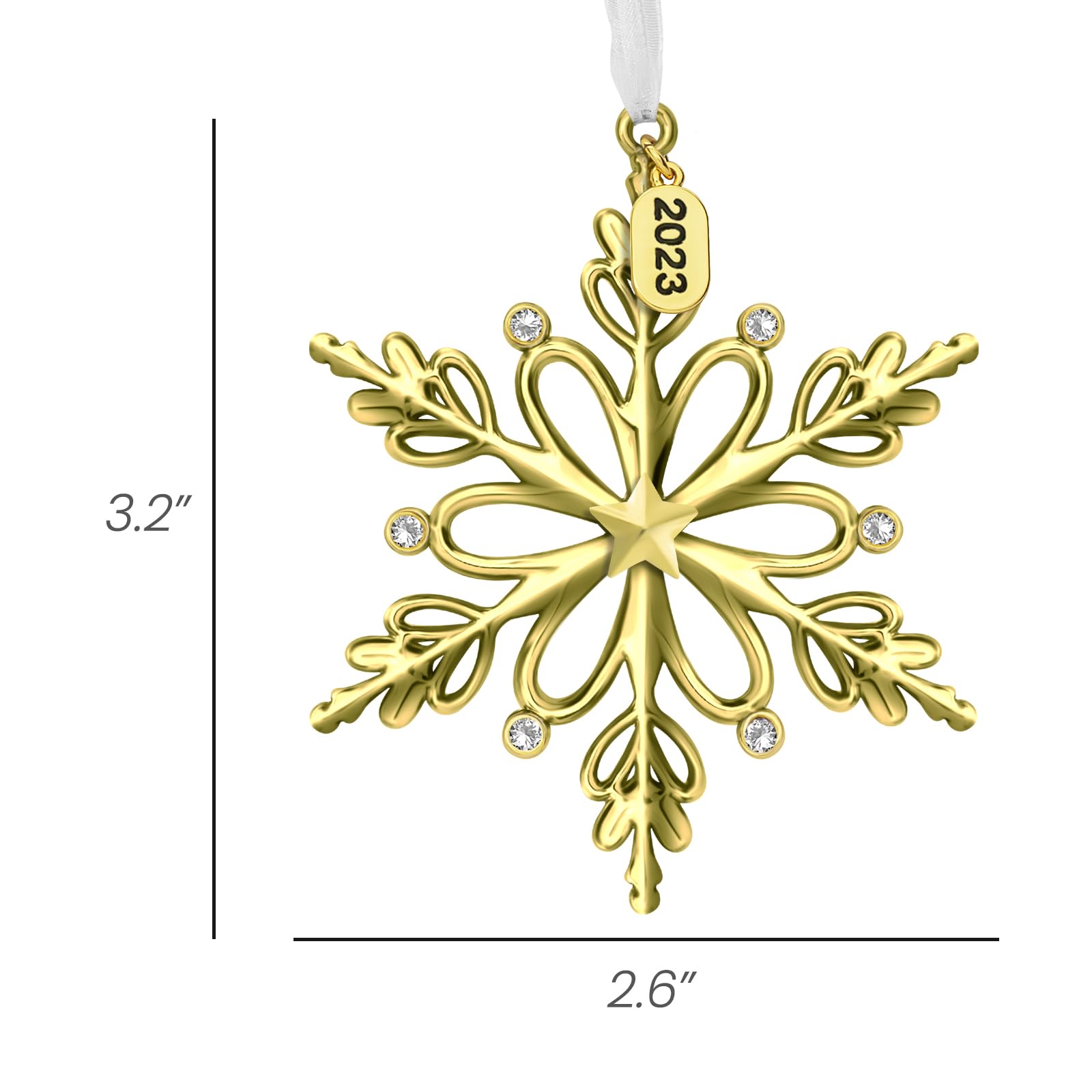 West style 2023 Golden Christmas Tree OrnamentsāMetallic Snowflake Hanging Home Deco Hanging Pendant Holiday Keepsake Gift (C, Golden Snowflake)
