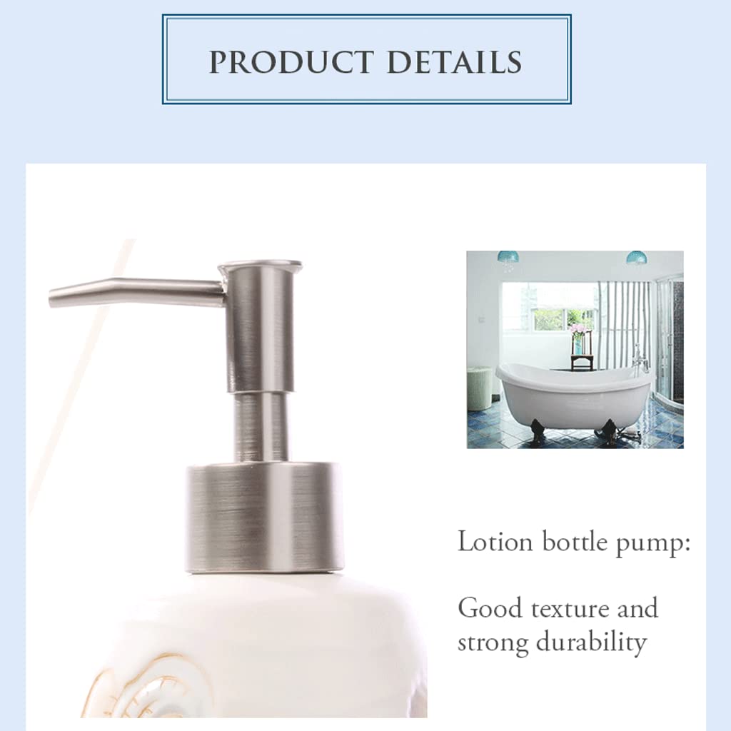 UTOYA Durable Ocean Series Bathroom Accessories,Hand-Glazing Soap Dispenser Set W/Mirror Tray. Ceramic Bath Gift Set,Home Countertop Decor Set Replacement